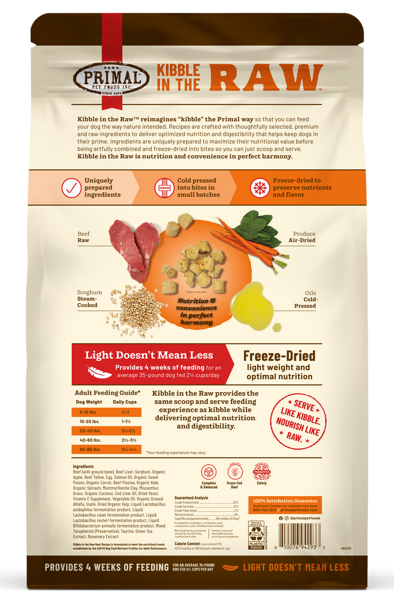 Primal Kibble in the Raw Dog Food Beef Recipe - Kent, WA - Reber Ranch